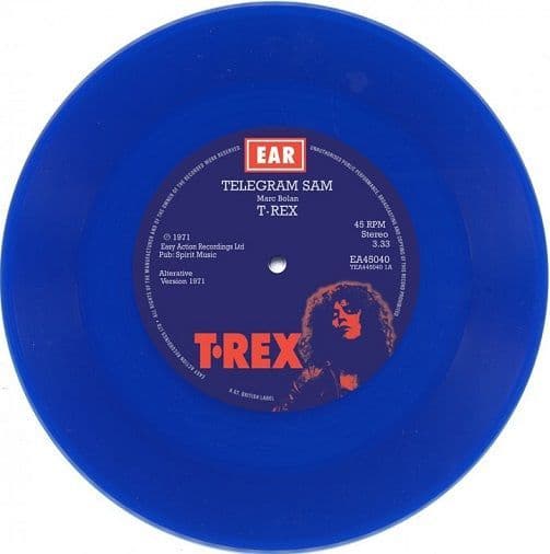 T REX Telegram Sam Vinyl Record 7 Inch Easy Action 2019 Blue Vinyl